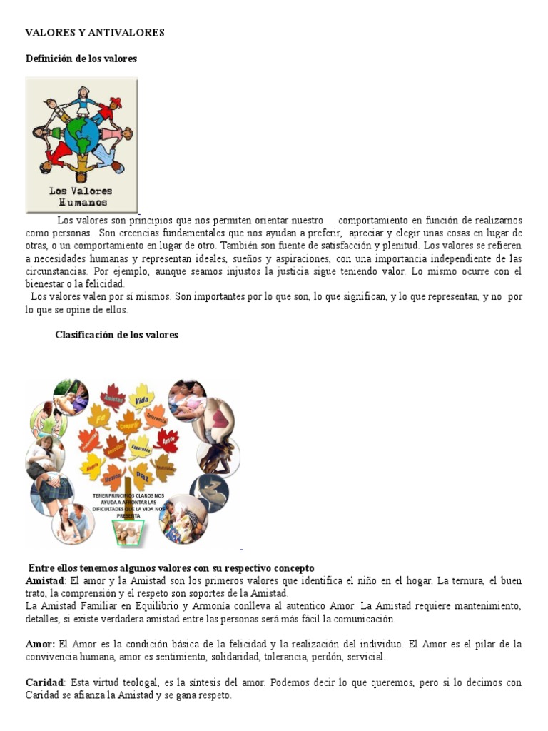 Valores y Antivalores | Descargar gratis PDF | Tolerancia | Amor