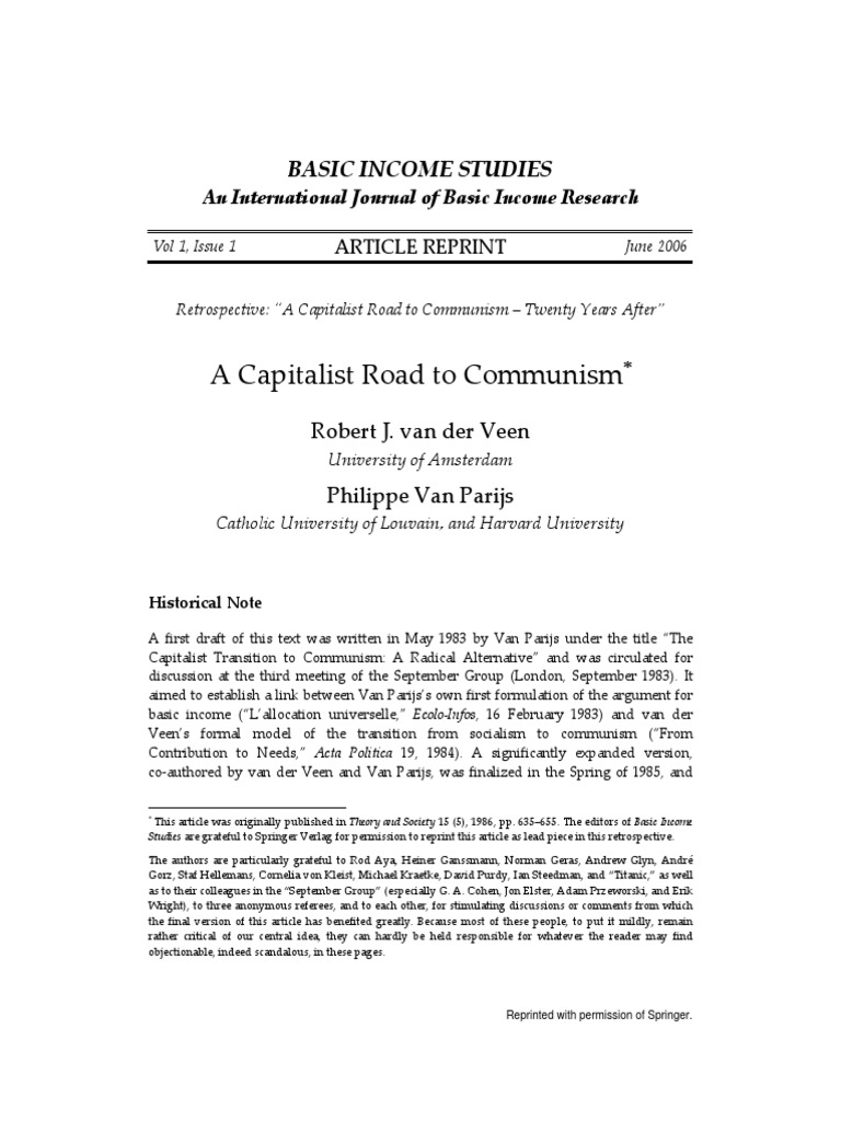 A Capitalist Road To Communism 20 Years After | PDF | Welfare | Social ...
