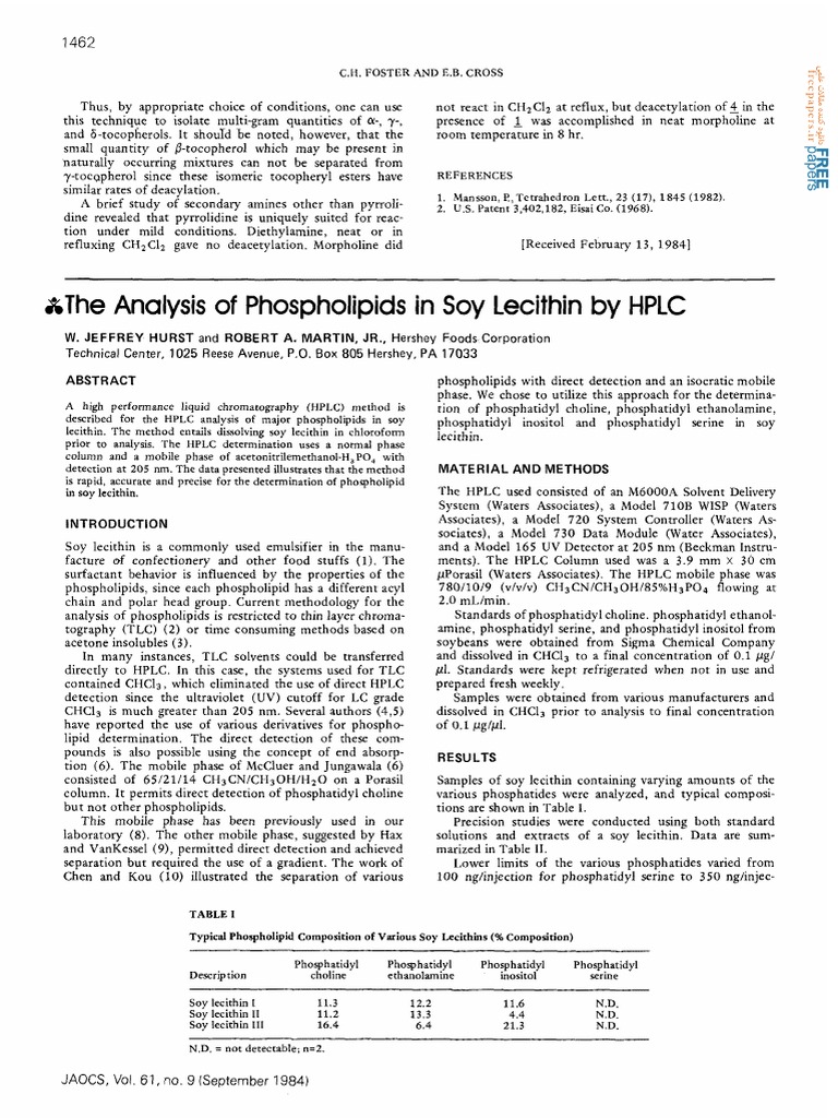 The Analysis of Phospholipids in Soy Lecithin by HPLC | PDF | High ...