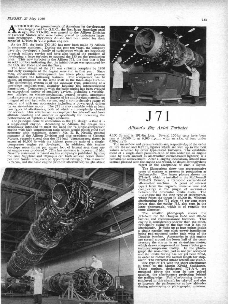 Allison's Big Axial Turbojet: The Development and Features of the J71 ...