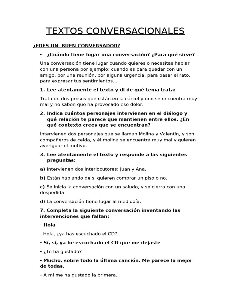 Textos Conversacionales | PDF | Idiomas