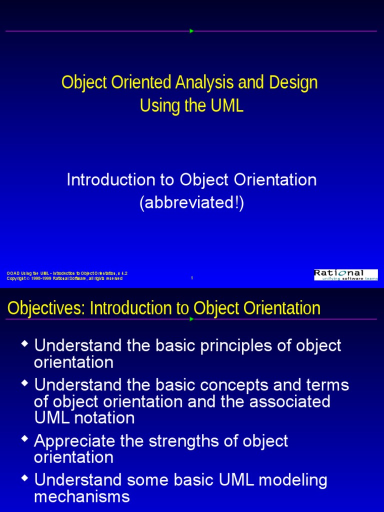 Object Oriented Analysis And Design Using The Uml Introduction To Object Orientation