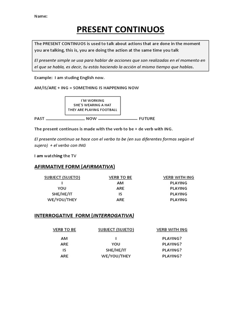 Present Continuos | PDF