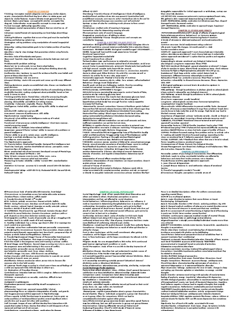 Cheat Sheet Psychology | Stress (Biology) | Self-Improvement