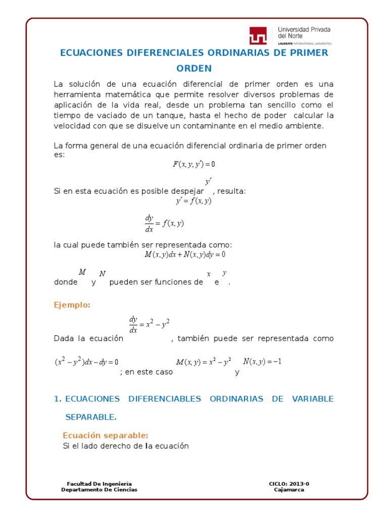 Ecuaciones Diferenciales en Variable Separable | PDF