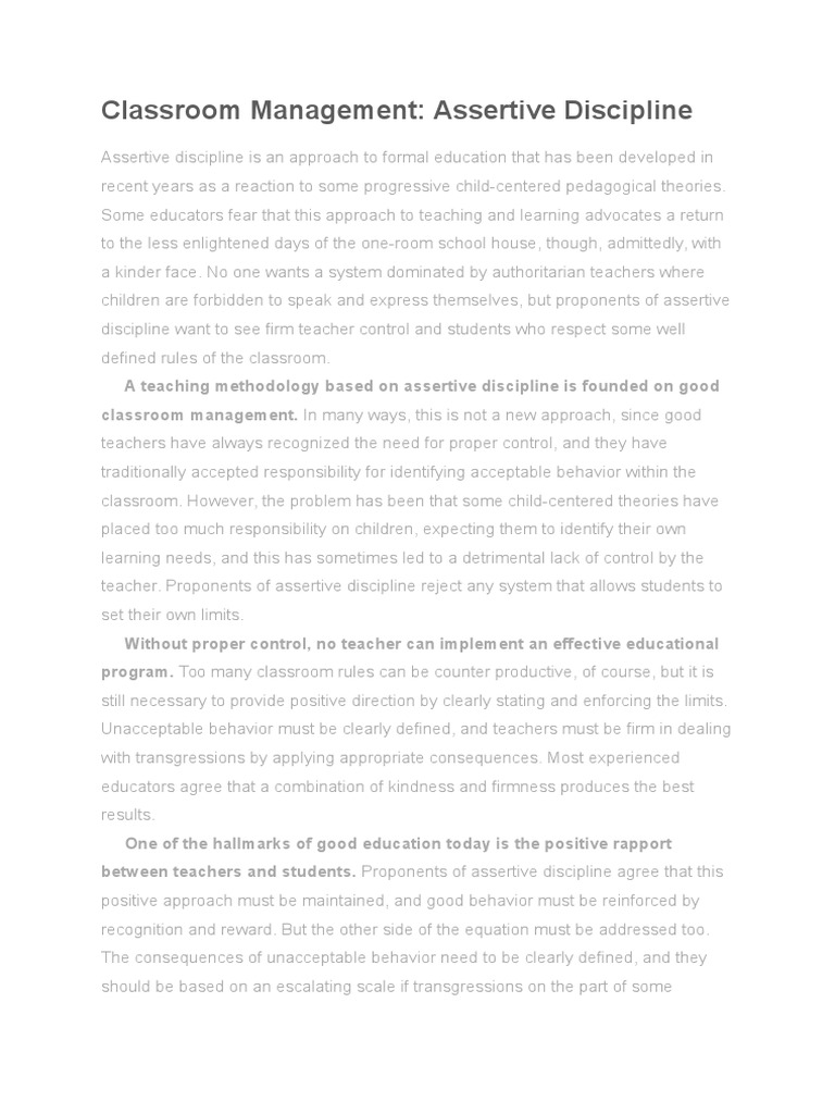 Note Assertive | PDF | Classroom Management | Nonverbal Communication