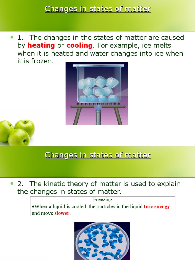The Changes in The States of Matter Are Caused by or - For Example, Ice ...