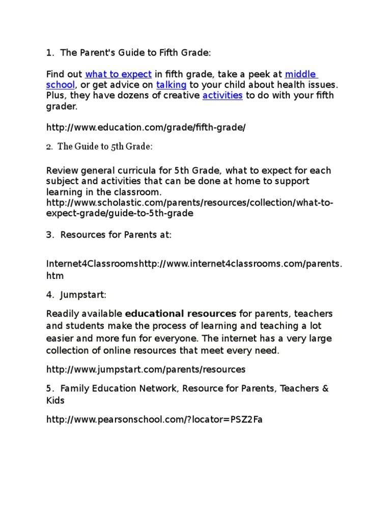 Essential Guide for Fifth Grade Parents | PDF
