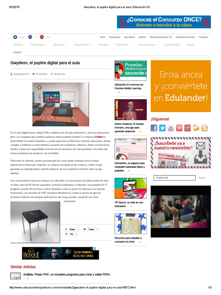 Gwydeon, El Pupitre Digital para El Aula - Educación 3 | PDF ...