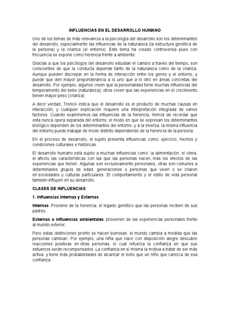 Influencias en El Desarrollo Humano | Descargar gratis PDF | Herencia ... Influencias en El Desarrollo Humano | Descargar gratis PDF | Herencia ...