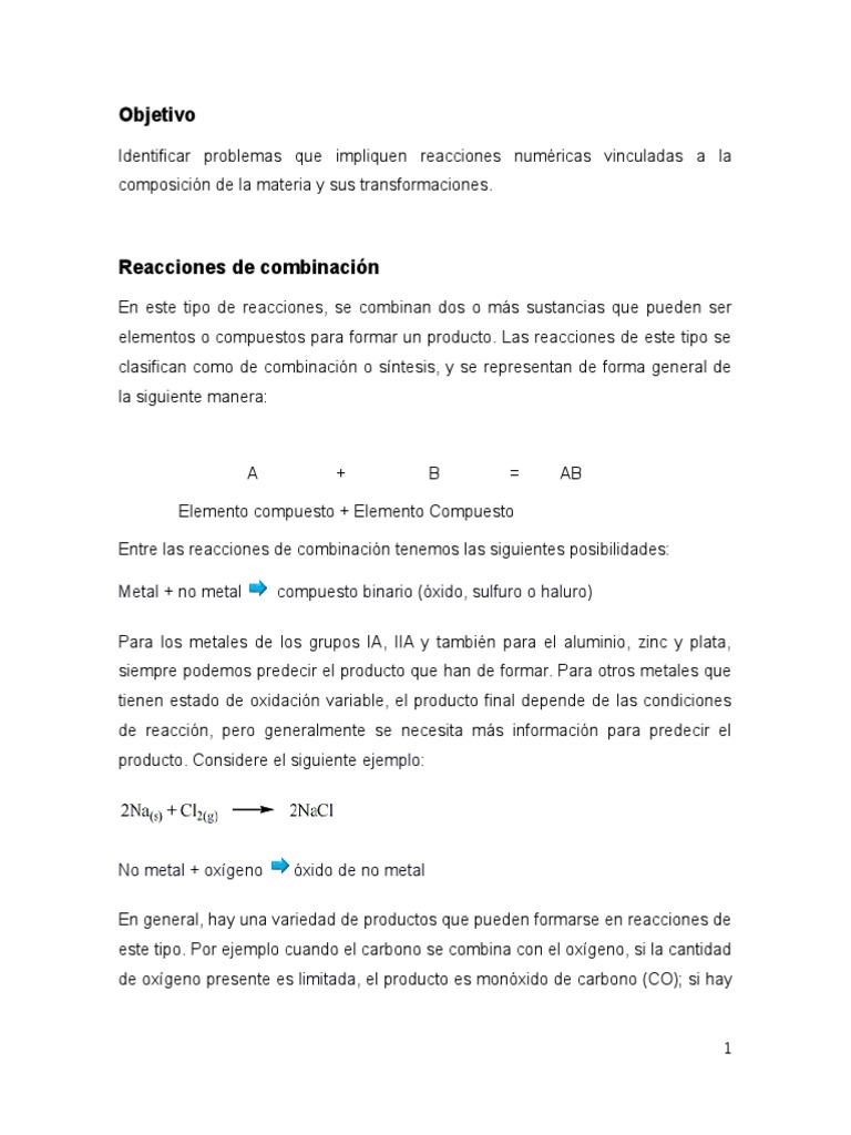 Reacciones de Combinación | PDF | Redox | Batería (electricidad)