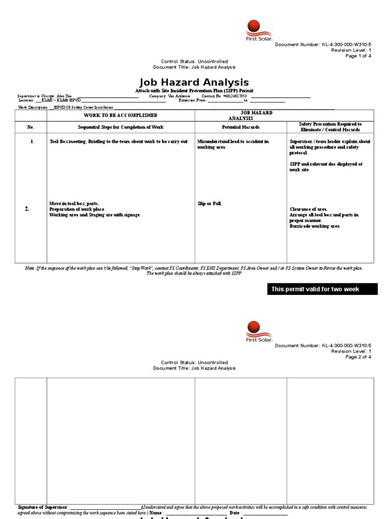 JHA Installation | PDF | Personal Protective Equipment | Prevention