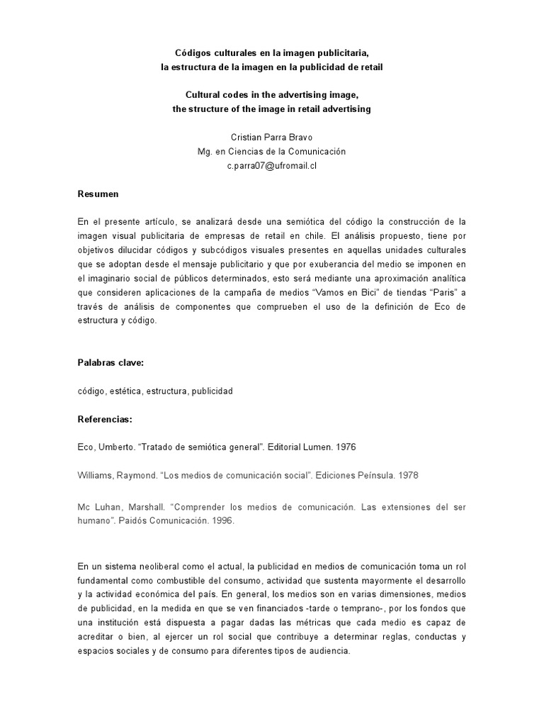 Códigos Culturales en La Imagen Publicitaria, La Estructura de La ...