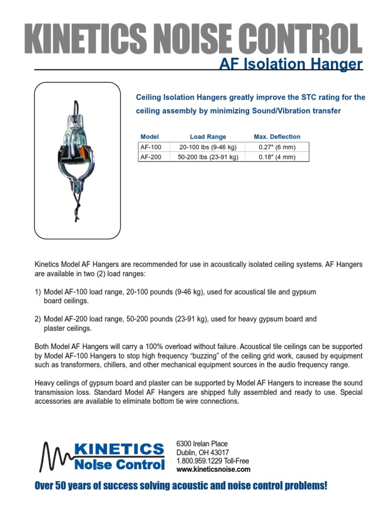 Kinetics Noise Control: AF Isolation Hanger | PDF
