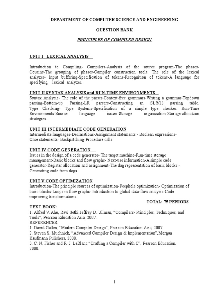 PCD 2 Marks | PDF | Parsing | Compiler