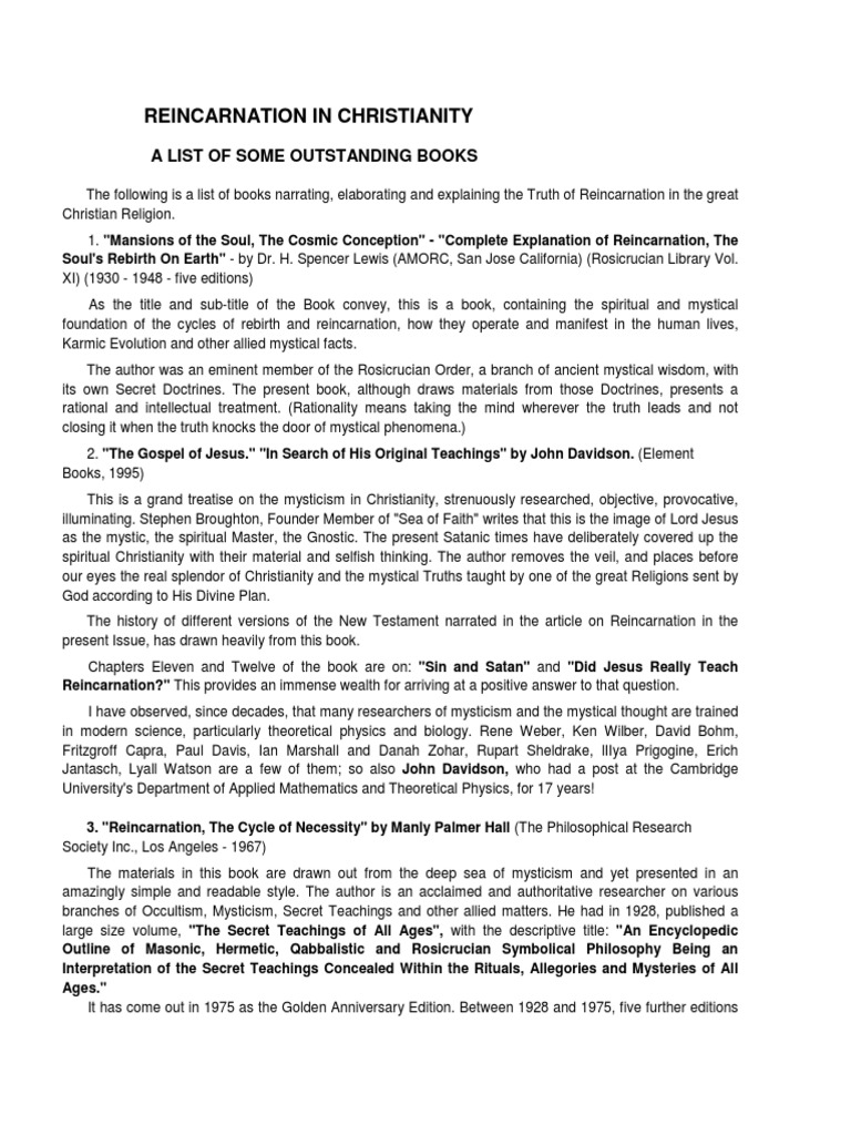 Reincarnation in Christianity | PDF | Reincarnation | Mysticism