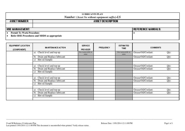 Lubricants Maintenance Plan Overview | PDF