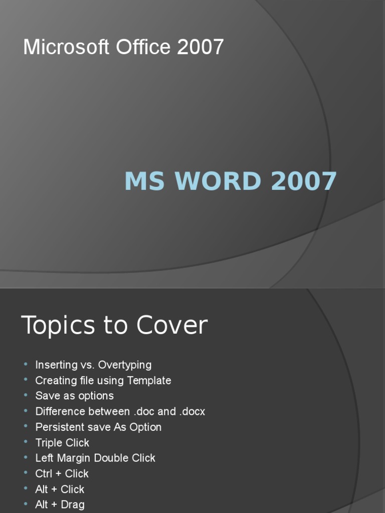 Microsoft Office 2007: MS WORD 2007 | PDF
