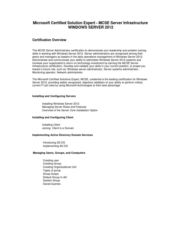 MCSE Server 2012 & Exchange 2013 Guide | PDF | Active Directory | Microsoft Exchange Server