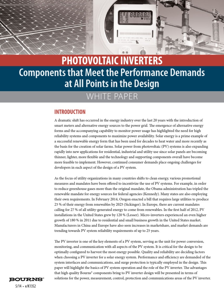 Photovoltaic Inverter White Paper | PDF | Photovoltaics | Photovoltaic ...