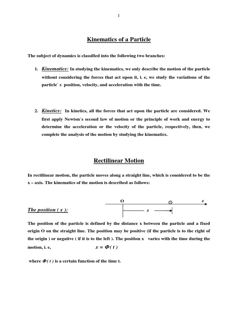 Kinematics of Rectilinear Motion | PDF | Kinematics | Mass