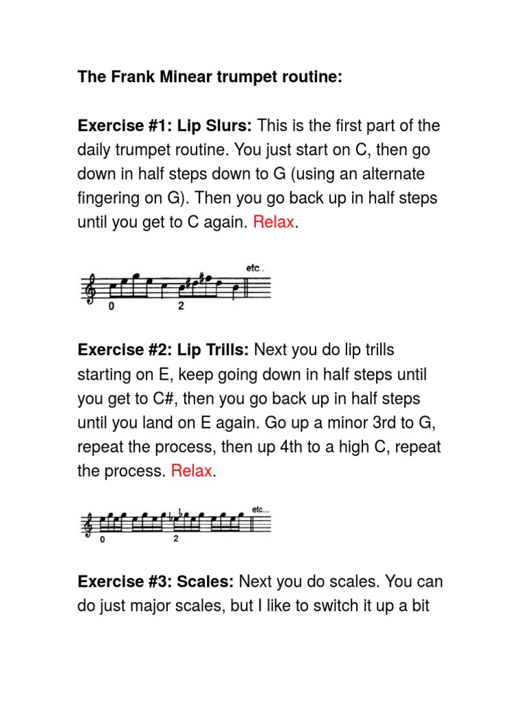 Frank Minear Trumpet Routine Guide | PDF