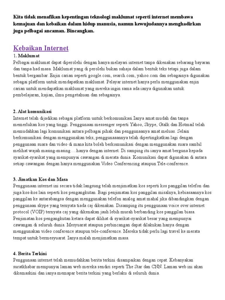 Kebaikan Dan Keburukan Internet | PDF
