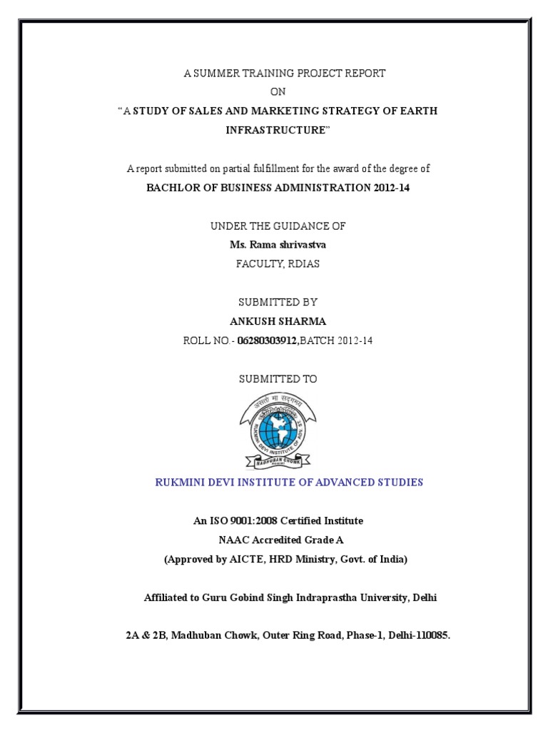 A Study of Sales and Marketing Strategy of Earth Infrastructure | PDF ...