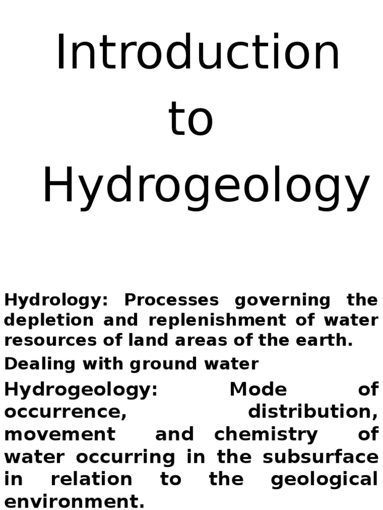 Introduction To Hydrogeology | PDF | Water Resources | Aquifer
