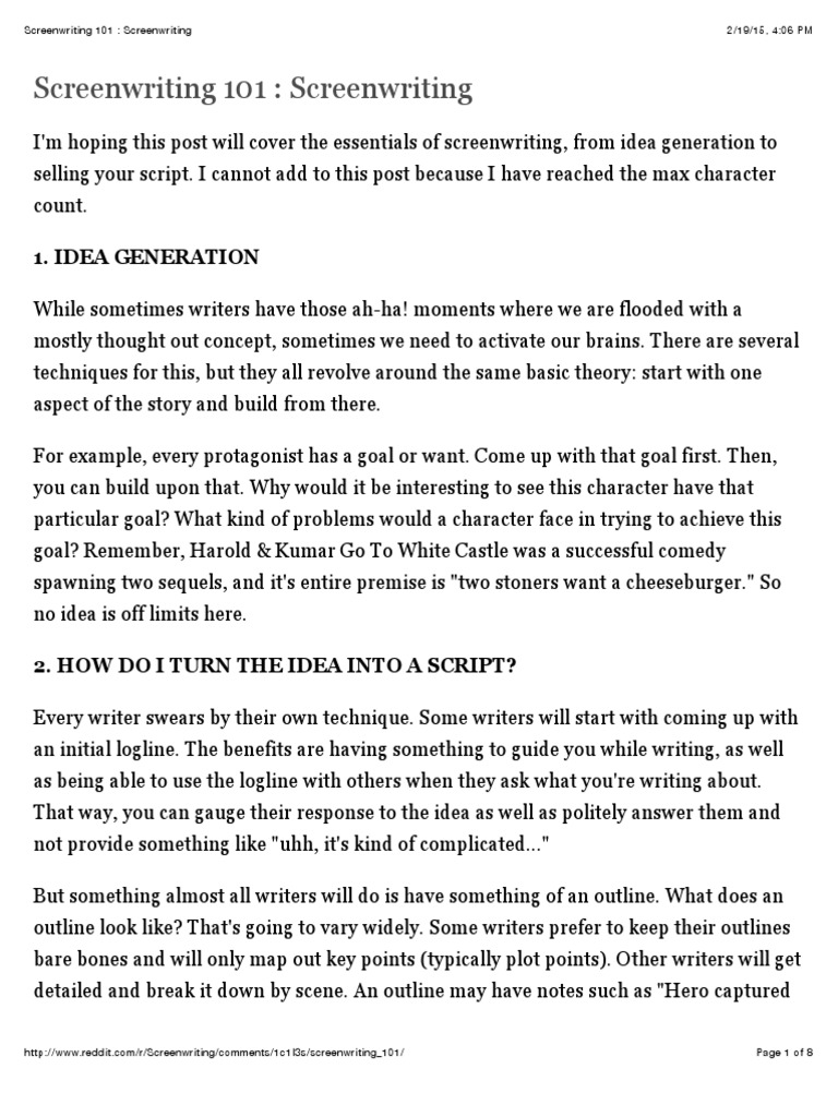 Screenwriting Essentials Guide | PDF | Screenwriting | Screenplay