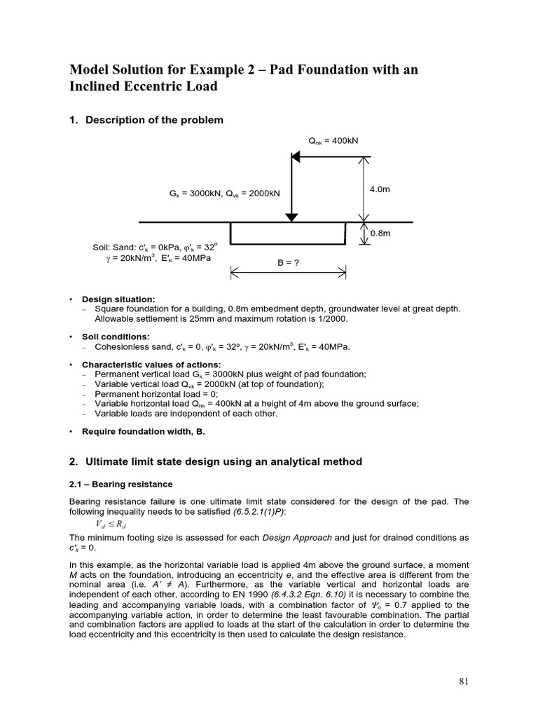 Model Solution for Example 2 – Pad Foundation with an Inclined ...