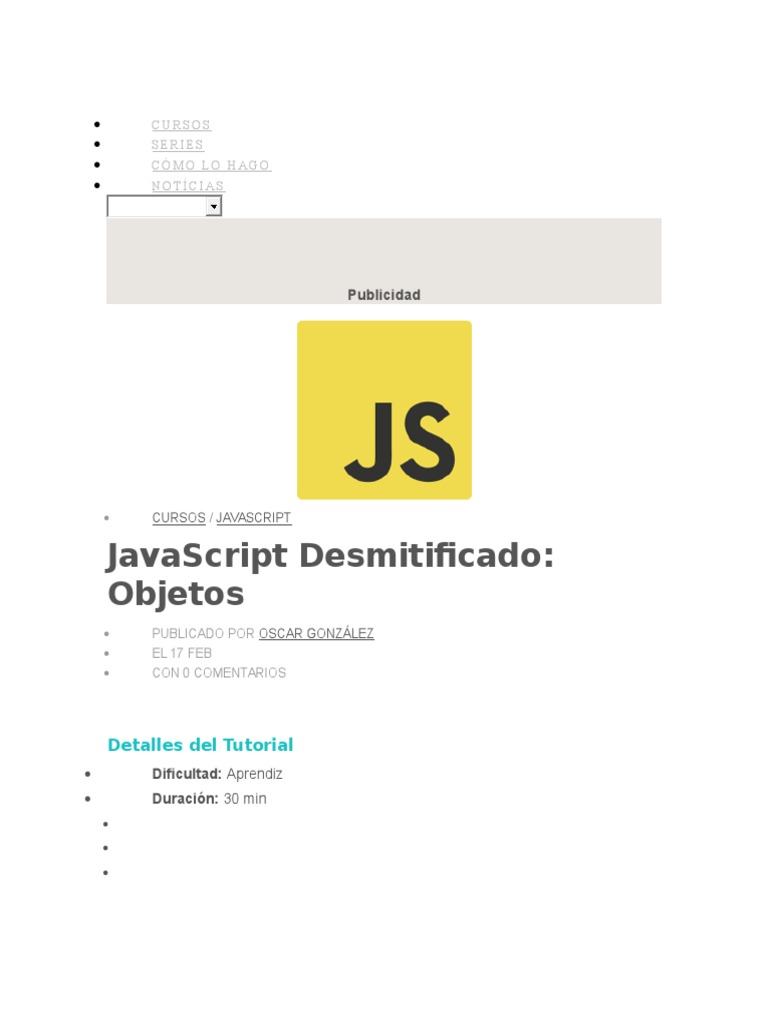 Fundamentos de Objetos en JavaScript | PDF | Script Java | Programación ...