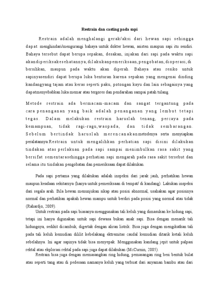 Restrain Dan Casting Pada Sapi | PDF