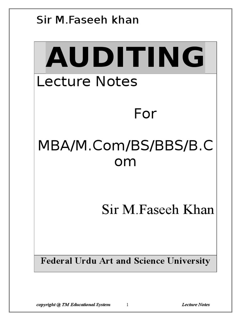 Auditing Completed Notes | PDF | Financial Audit | Audit