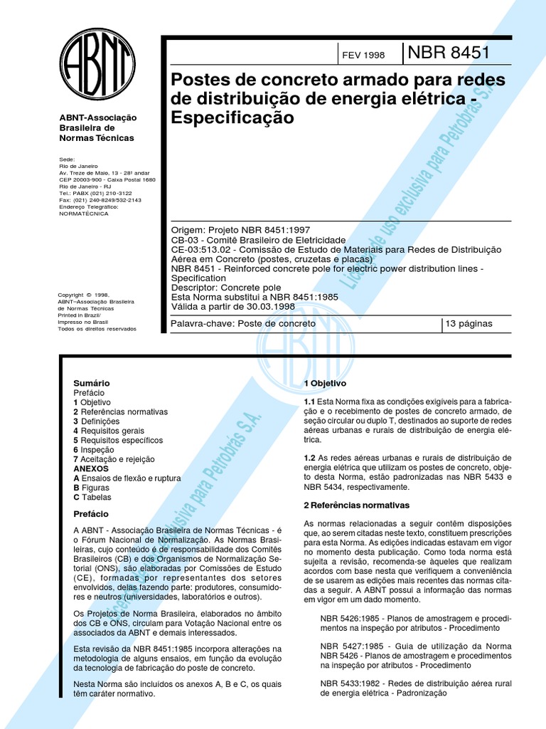 NBR 8451-1998 | PDF | Concreto reforçado | Padronização