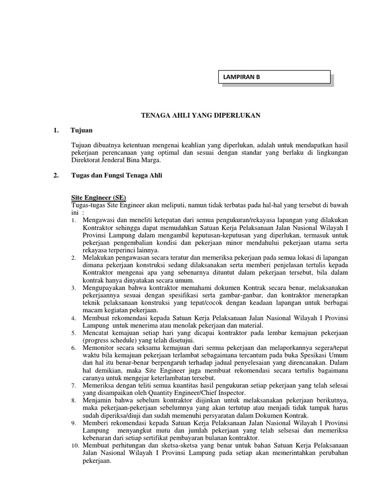 Tugas dan Fungsi Site Engineer | PDF