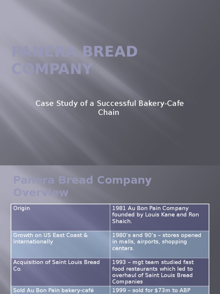 Panera Bread Company Overview | PDF | Fast Food Restaurants | Food And ...