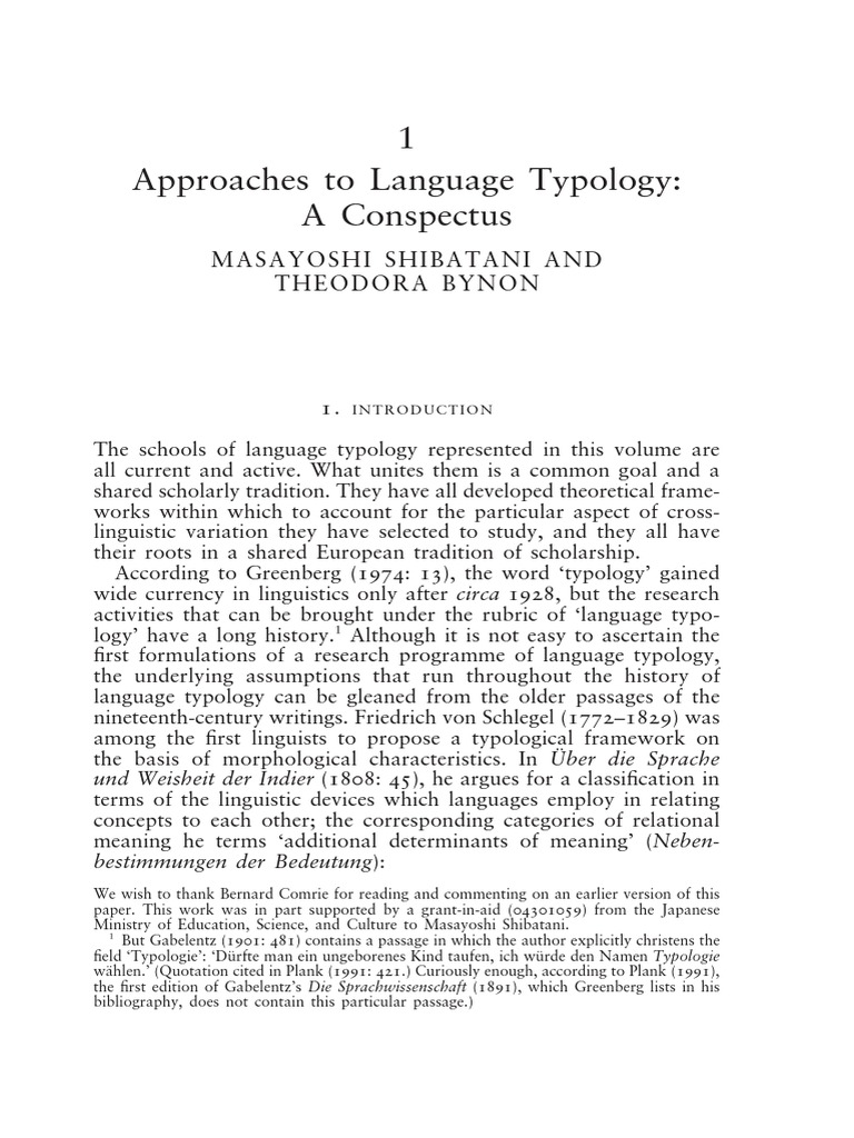 Approaches To Language Typology - Shibatani | PDF | Linguistics ...