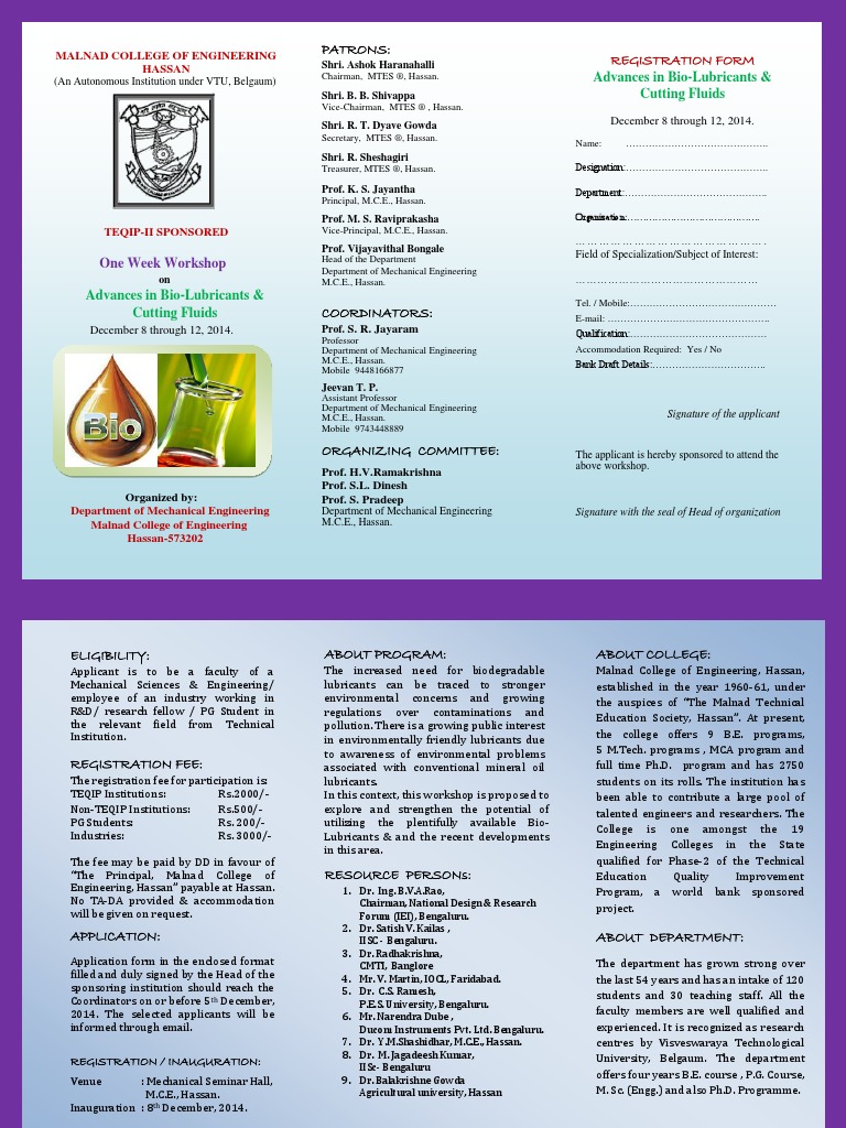 FDP Brochure | Engineering | Mechanical Engineering