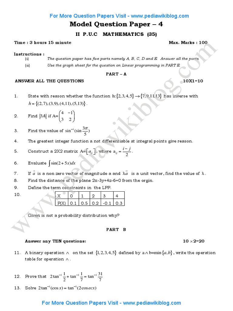 2nd Pu Maths Model Qp 4 Pdf Trigonometric Functions Sine