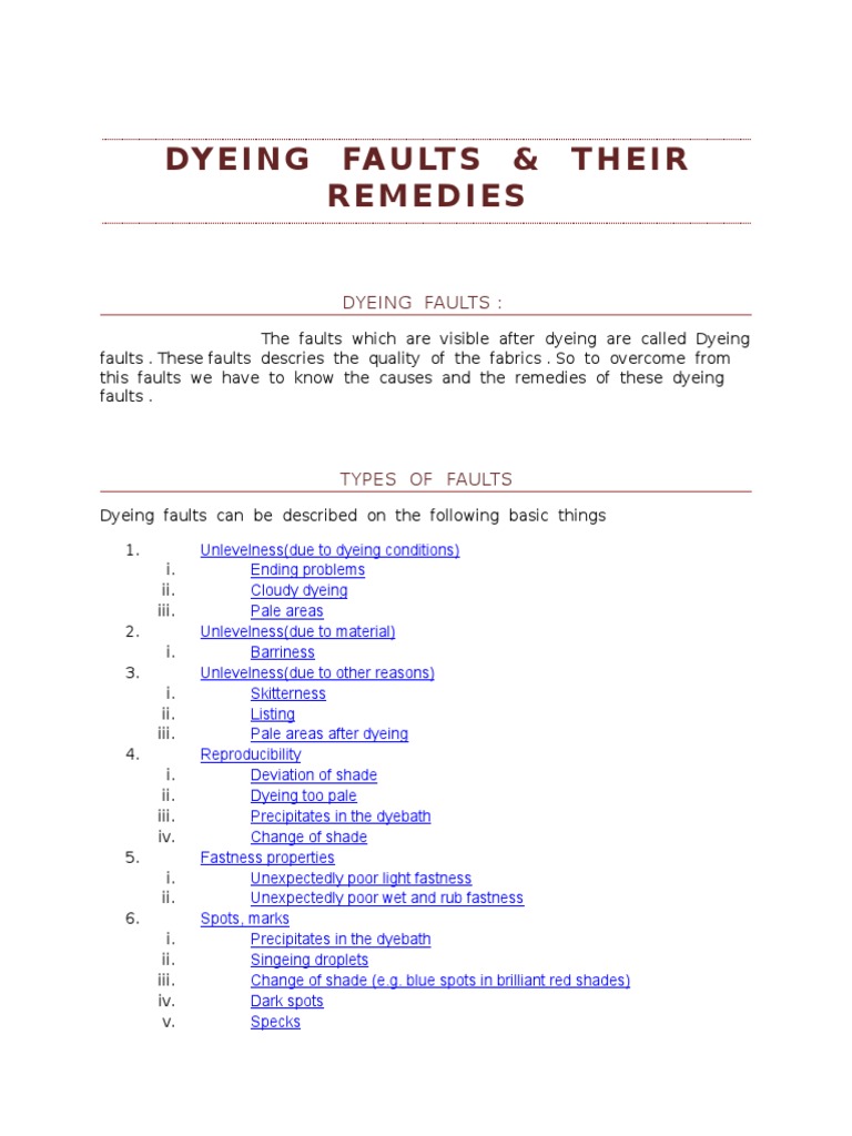 Dyeing Faults and Their Remedies: A Comprehensive Guide to Identifying ...