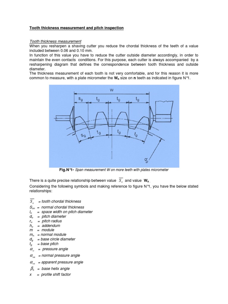 Gear Tooth Thickness Measurement Guide | PDF | Helix | Angle