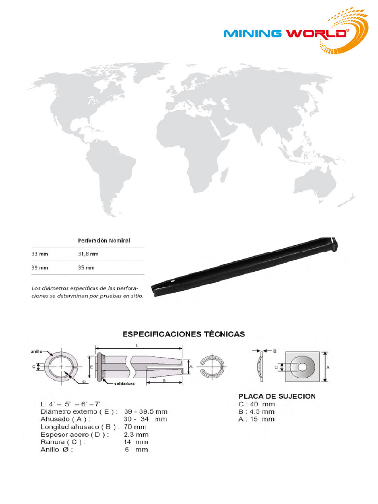 Pernos Split Set MWSA | PDF | Acero | Herramientas