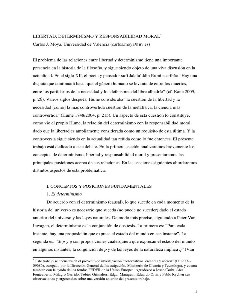 Libertad y Responsabilidad Moral | PDF | Determinismo | Moralidad
