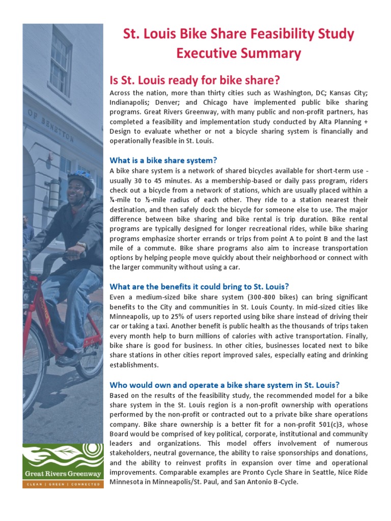 St. Louis Bike Share Feasibility Study Executive Summary | PDF