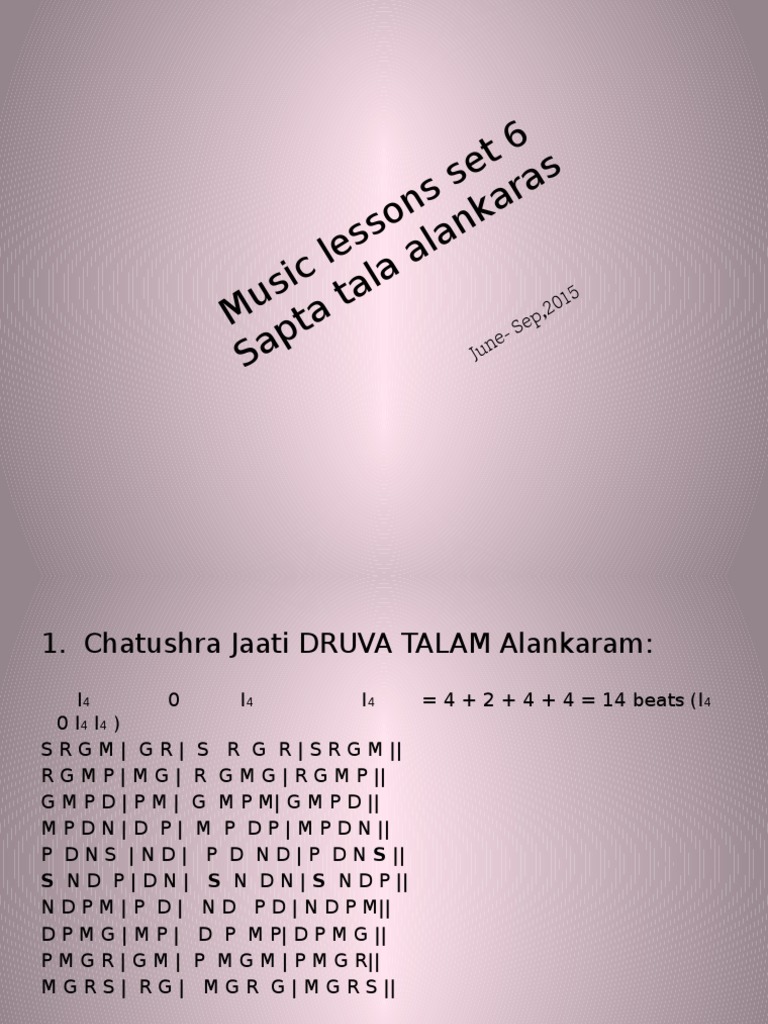 Sapta Tala Alankaras in Carnatic Music | PDF