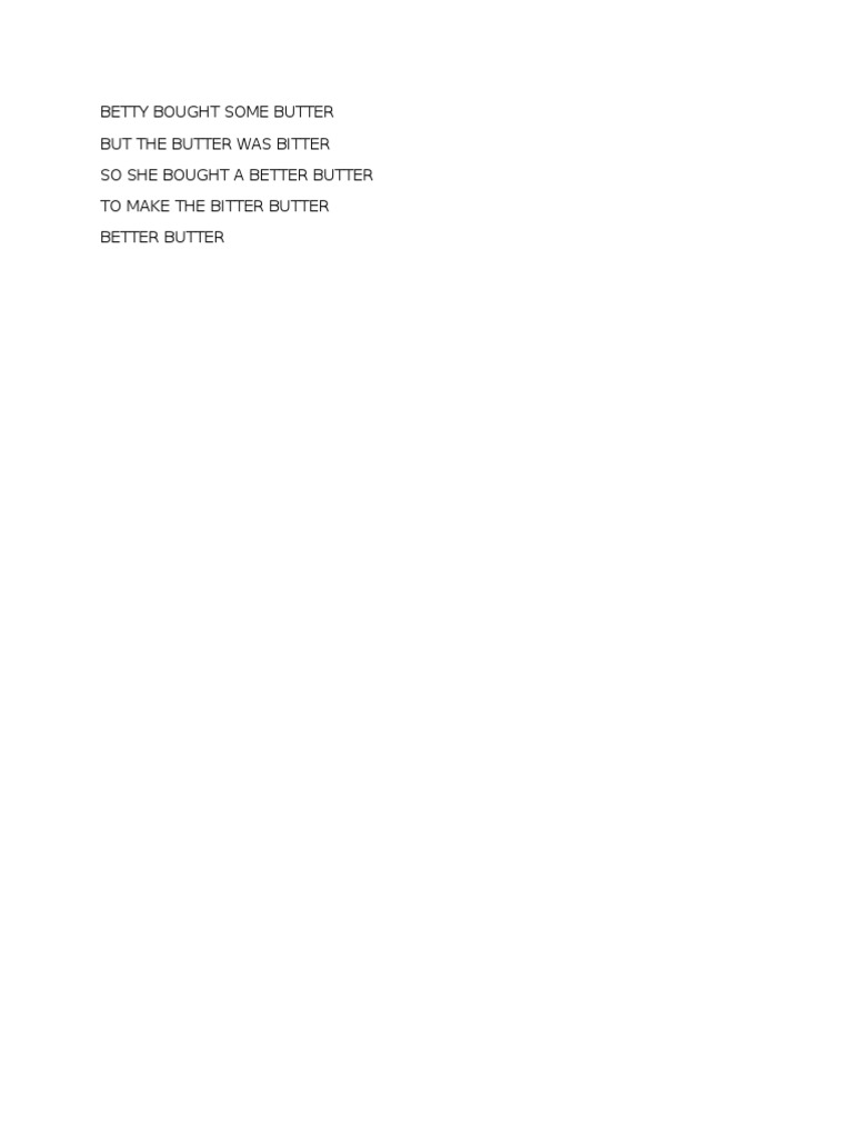 Betty's Better Butter Rhyme | PDF