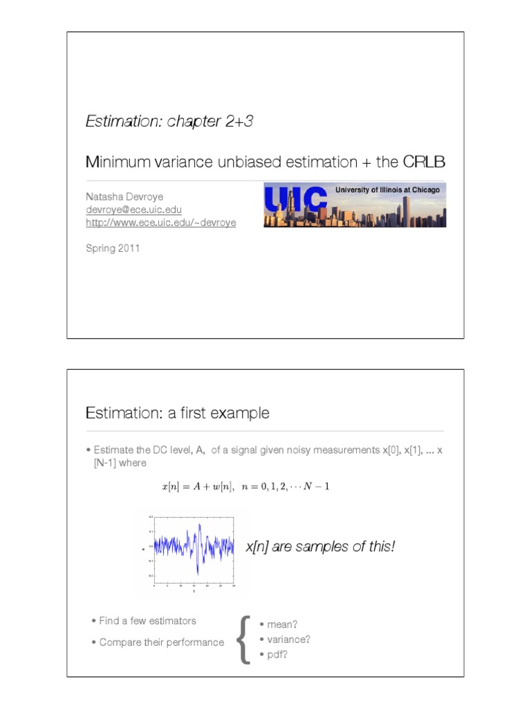 Estimation: Chapter 2+3: Minimum Variance Unbiased Estimation + The CRLB | PDF | Estimator ...