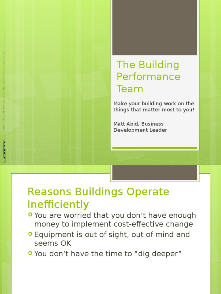 The Building Performance Team Intro | PDF
