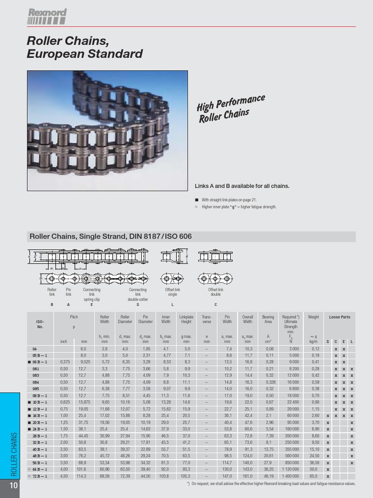 Rollenketting Chaine A Rouleau Roller Chain Rexnord | PDF | Science des ...